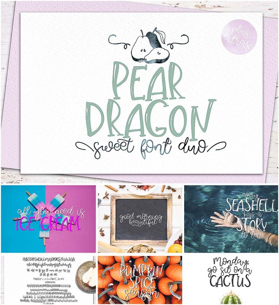Pear Dragon Font duo and extras | Free download
