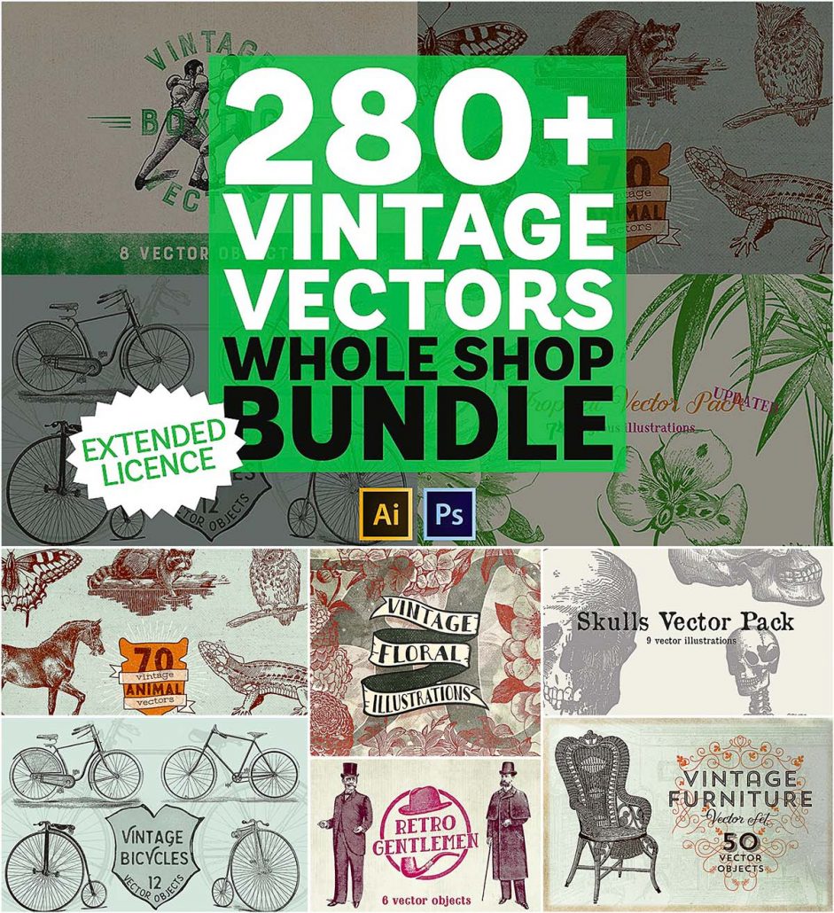 Vintage vectors mega bundle | Free download