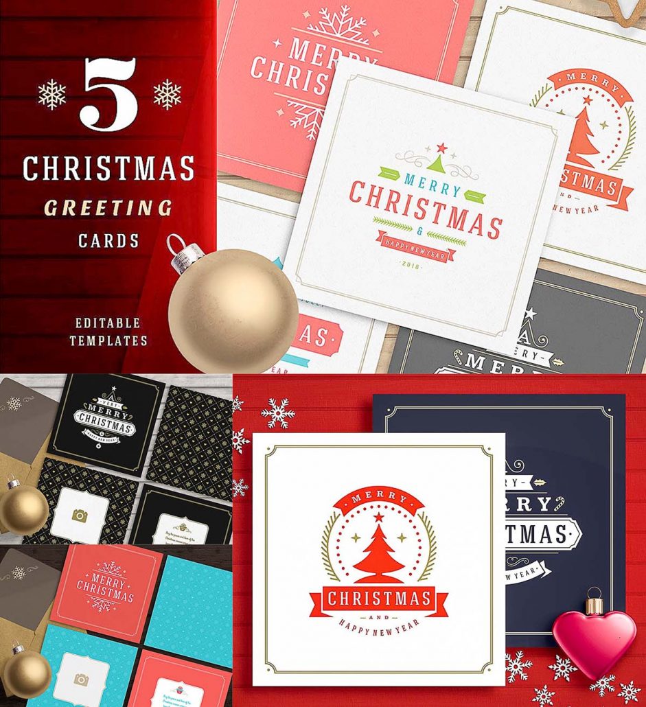 5 Christmas greeting cards | Free download