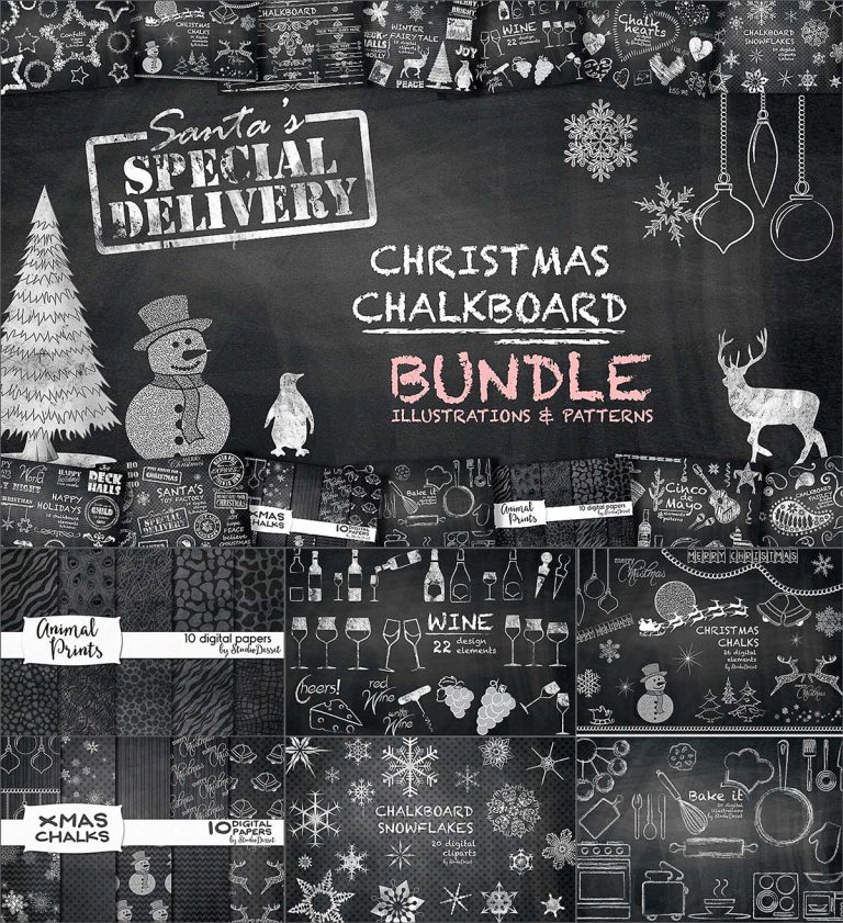 Big Xmas Chalk Elements Collection | Free download