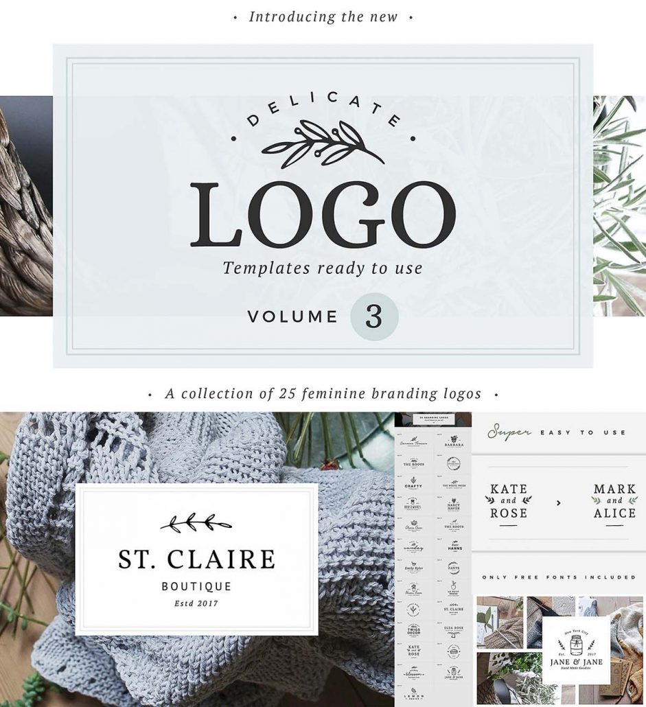 Delicate Feminine Logos | Free download