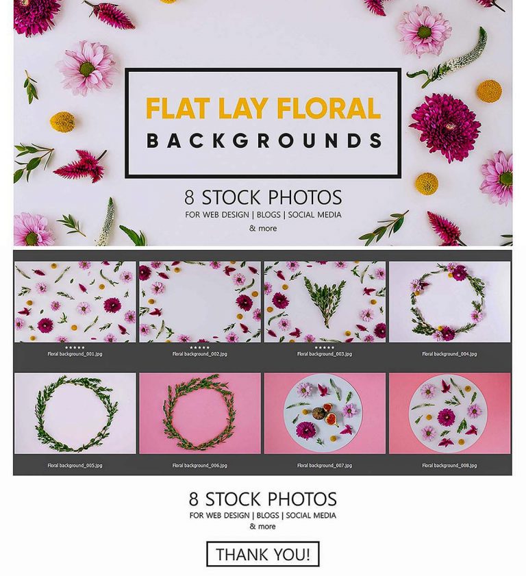 Flat lay floral styled photo | Free download