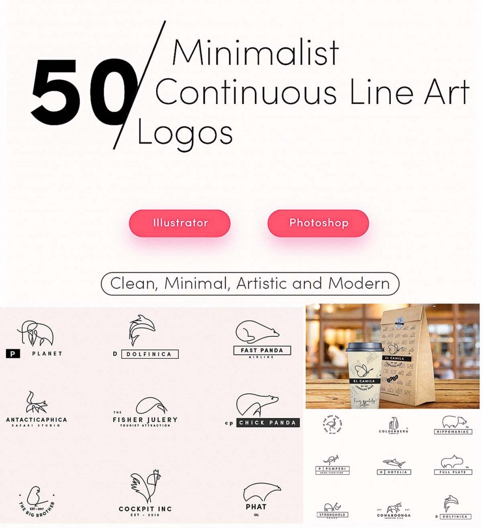 Premade minimalist line art logo bundle | Free download