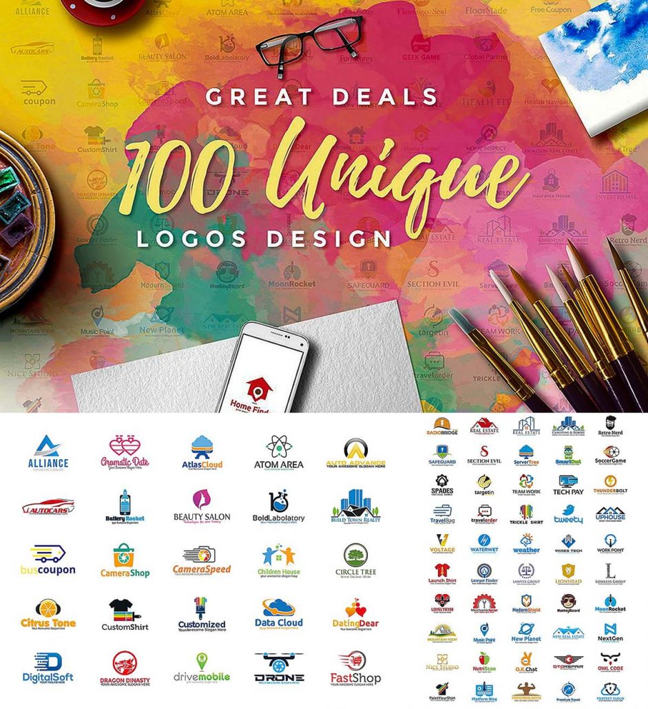 100 Unique Logo Bundle | Free download