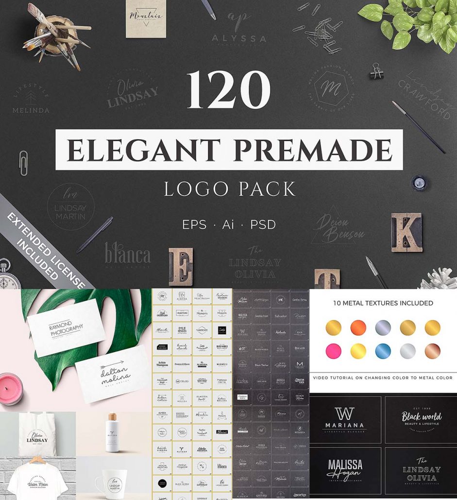 120 Elegant Premade Logo Pack | Free download