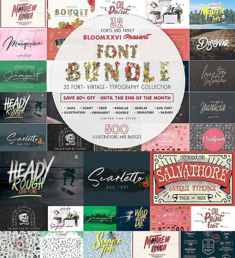 Mega font bundle with extras | Free download