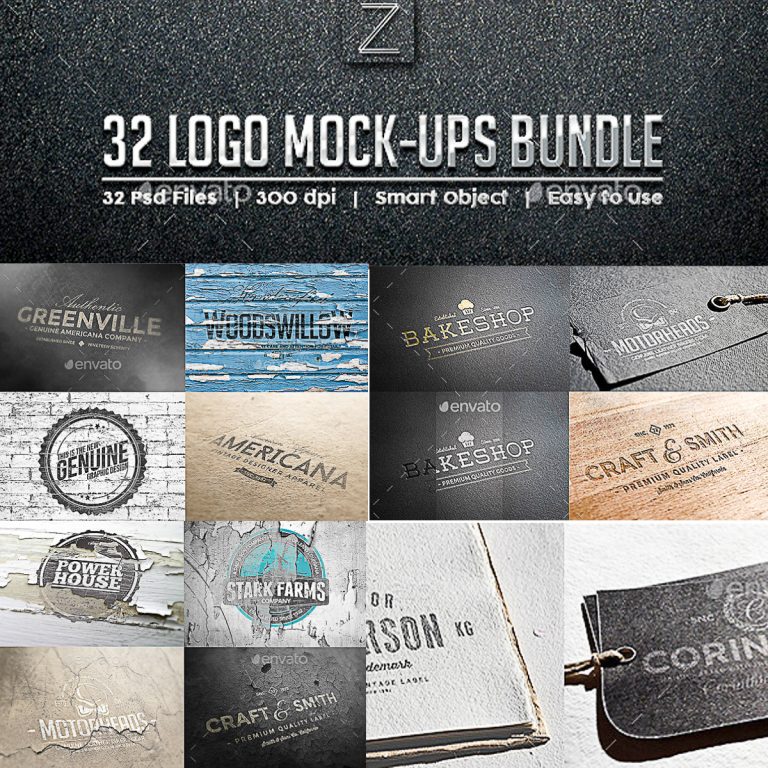 32 Logo Mock-ups Bundle | Free download