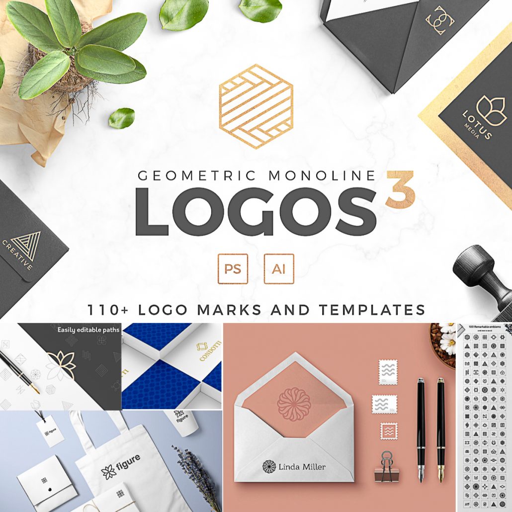 Geometric Premade Logos Pack | Free download