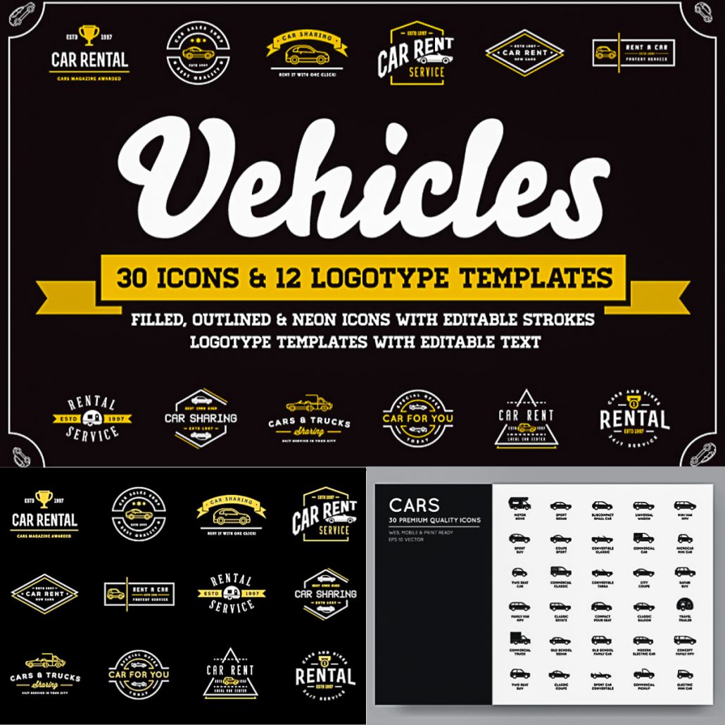 Awesome Vehicles Icons and Logo Set | Free download