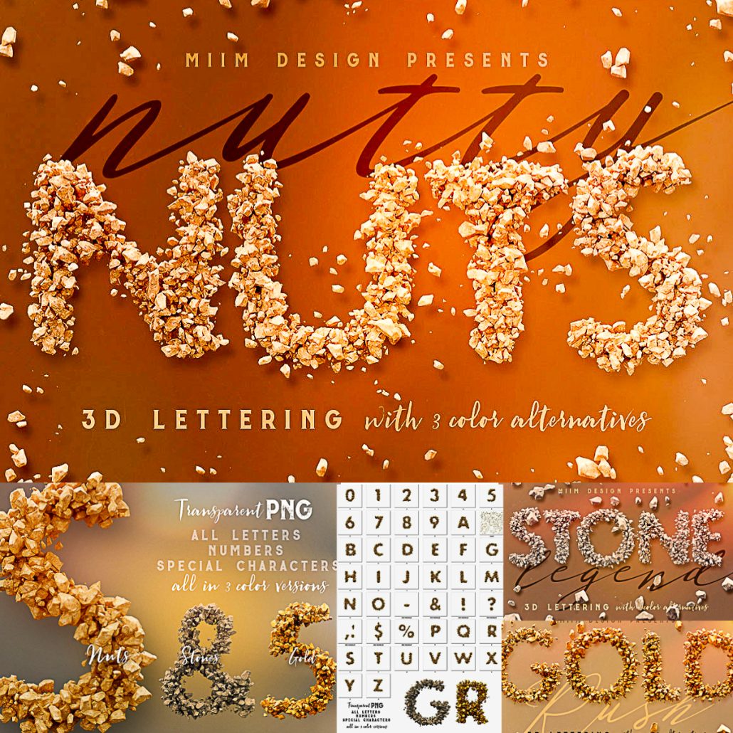 Nutty Nuts – 3D Lettering | Free download
