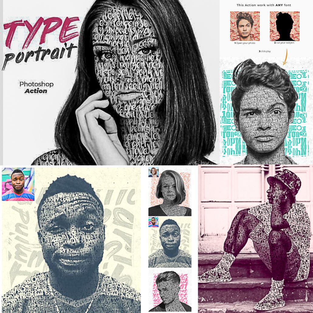 Type Portrait Photoshop Action | Free download