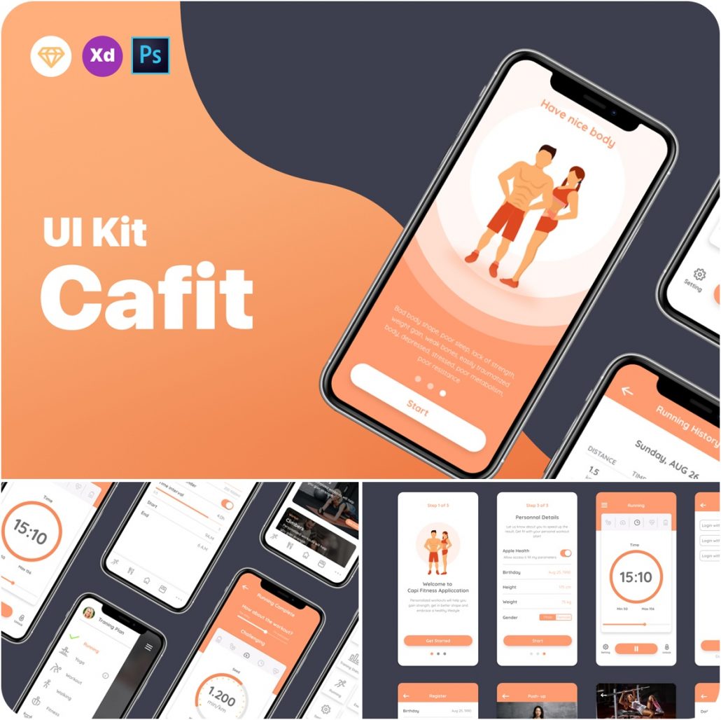 Cafit Workout UI Kit | Free download