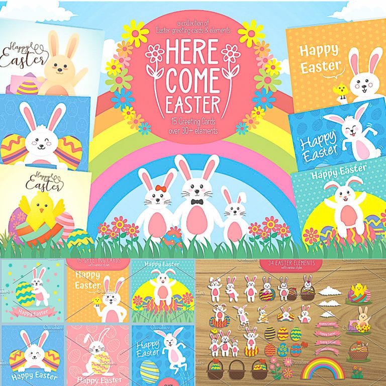 Easter Greeting Cards Elements | Free download