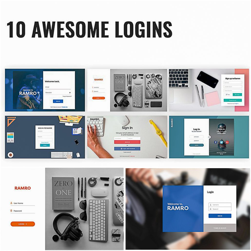 Ramro Web UI Kit Login Signups | Free download