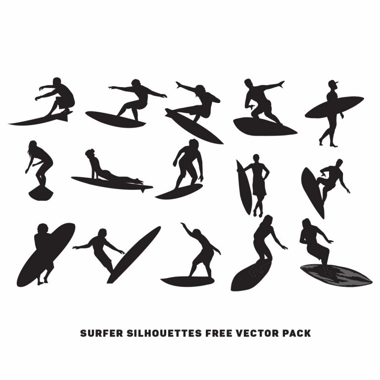 Surfer Silhouettes Free Vector Pack | Free download