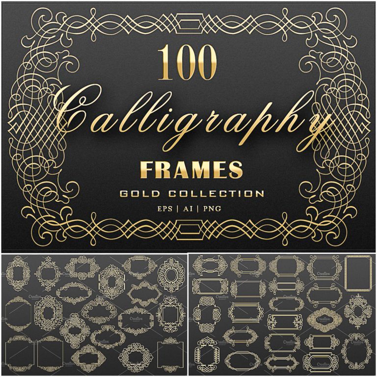 100 Calligraphic Vector Frames Set | Free download