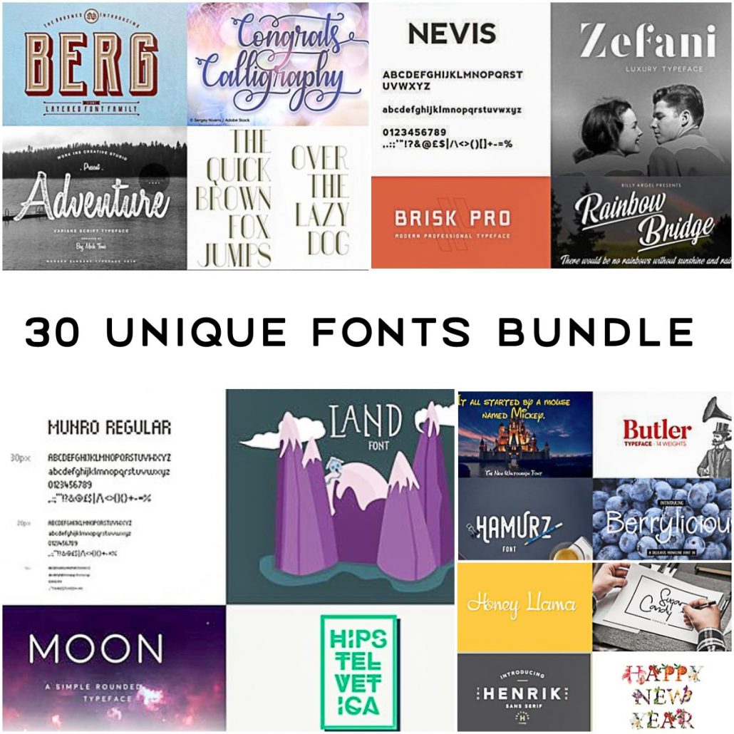 30 Unique Fonts Bundle | Free download