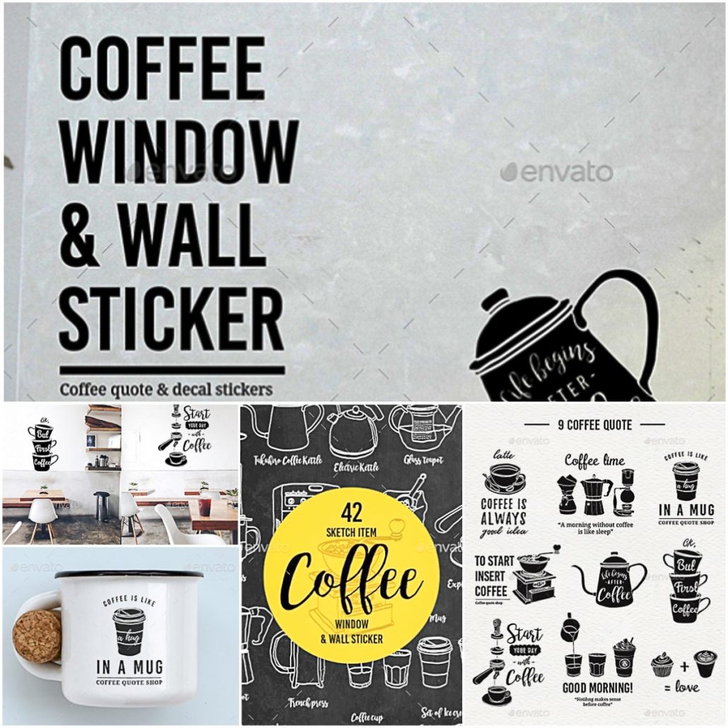 Coffee Window and Wall Stickers | Free download