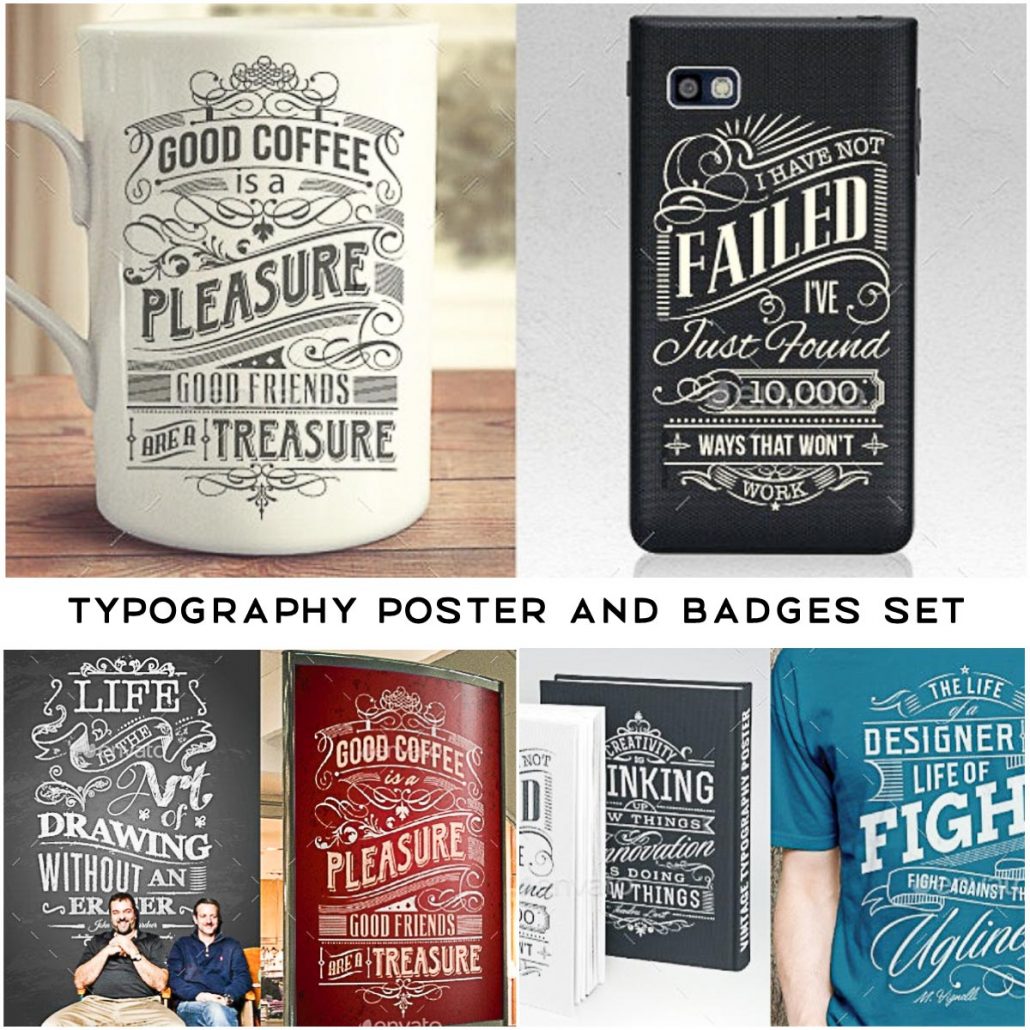 Typography Poster and Badges Set | Free download