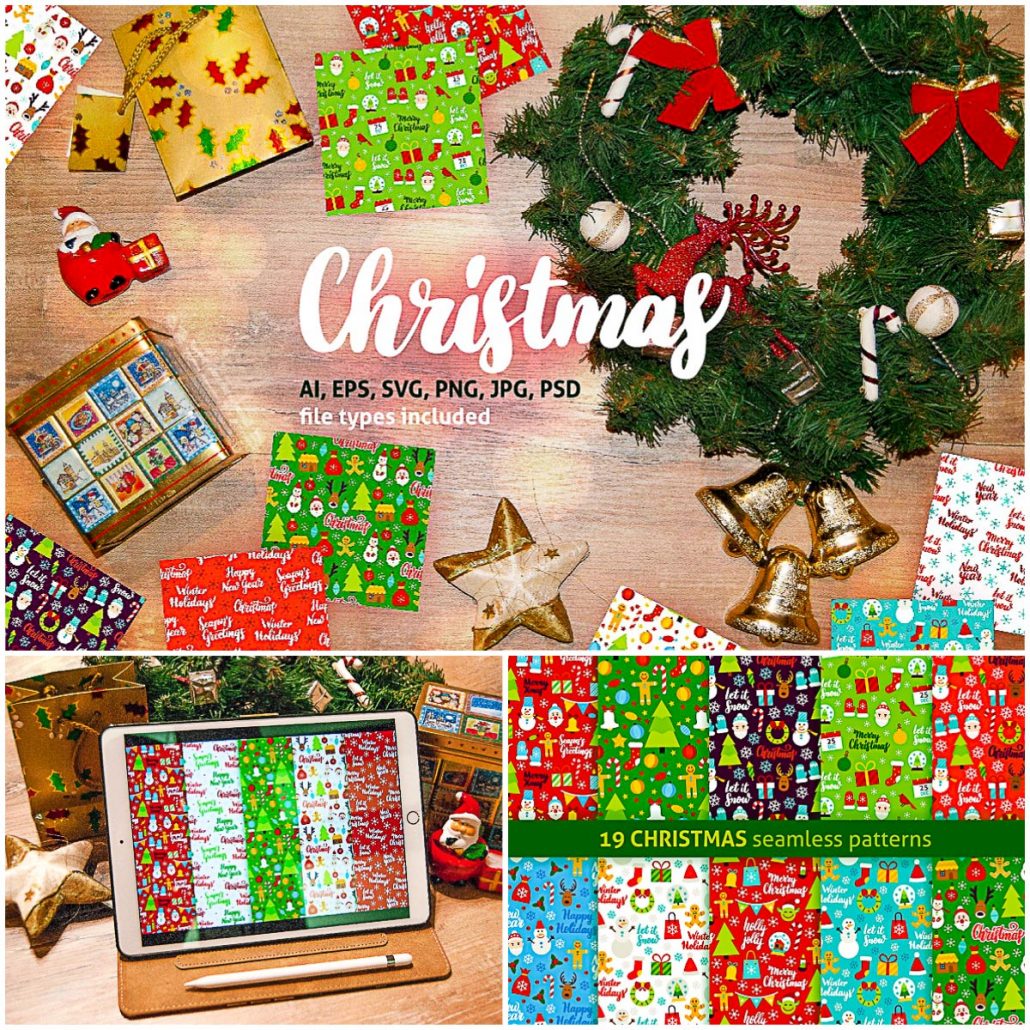 Merry Christmas Seamless Patterns | Free download