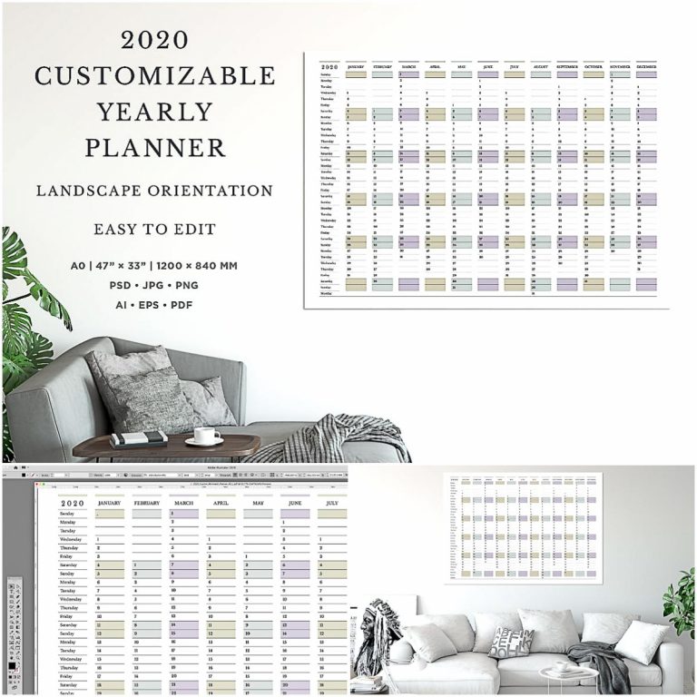2020 Customizable Calendar Template | Free download