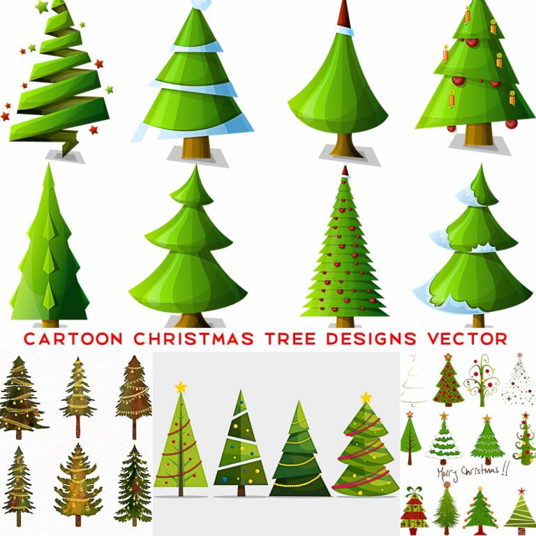 Cartoon Christmas Tree Designs Vector | Free download