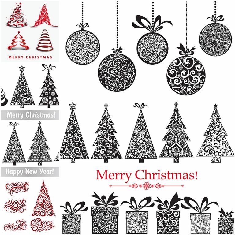Ornate Stylized Christmas Trees Vector | Free download