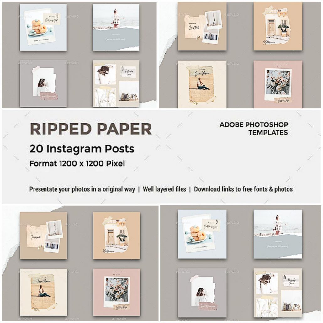 Ripped Paper Intsagram Post Templates | Free download