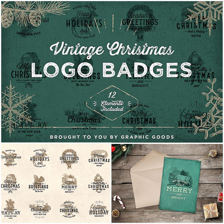 Vintage Christmas Badges | Free download