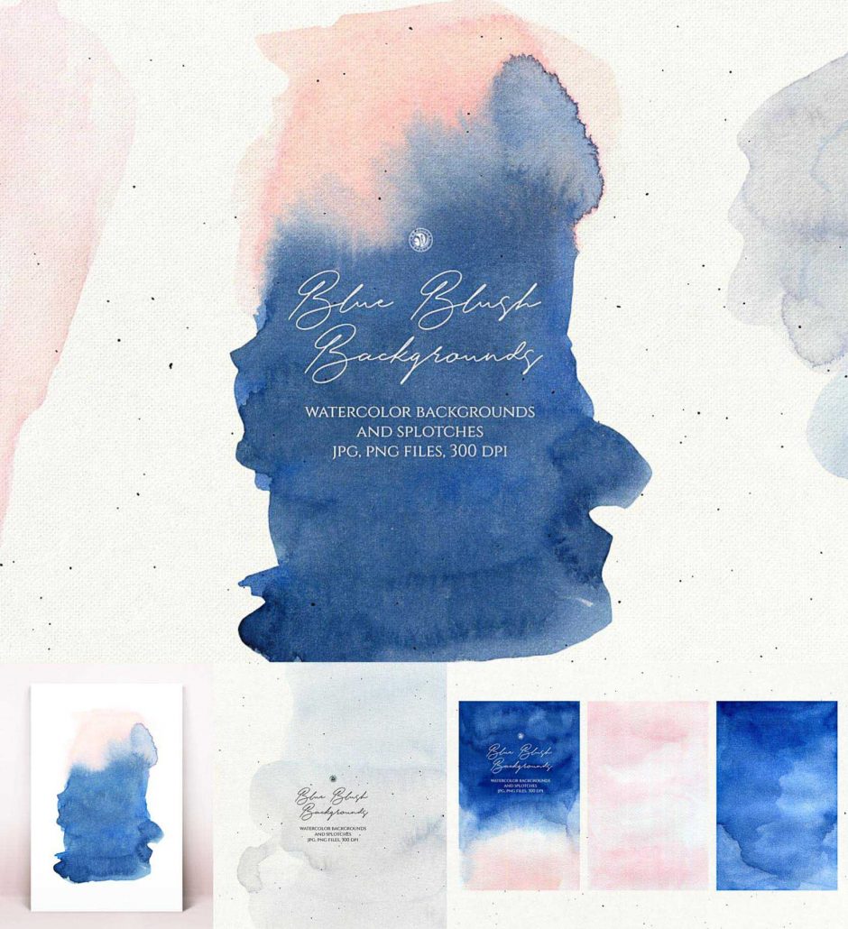 Blue Blush Watercolor Backgrounds | Free download