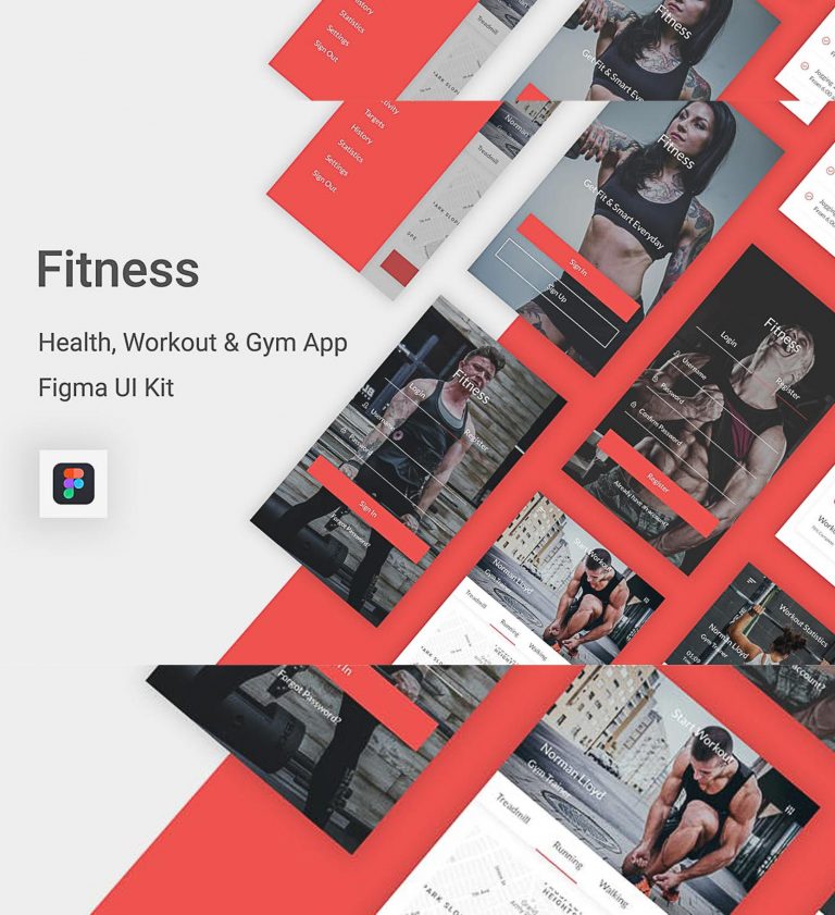 Fitness Health Workout Gym App for Figma | Free download