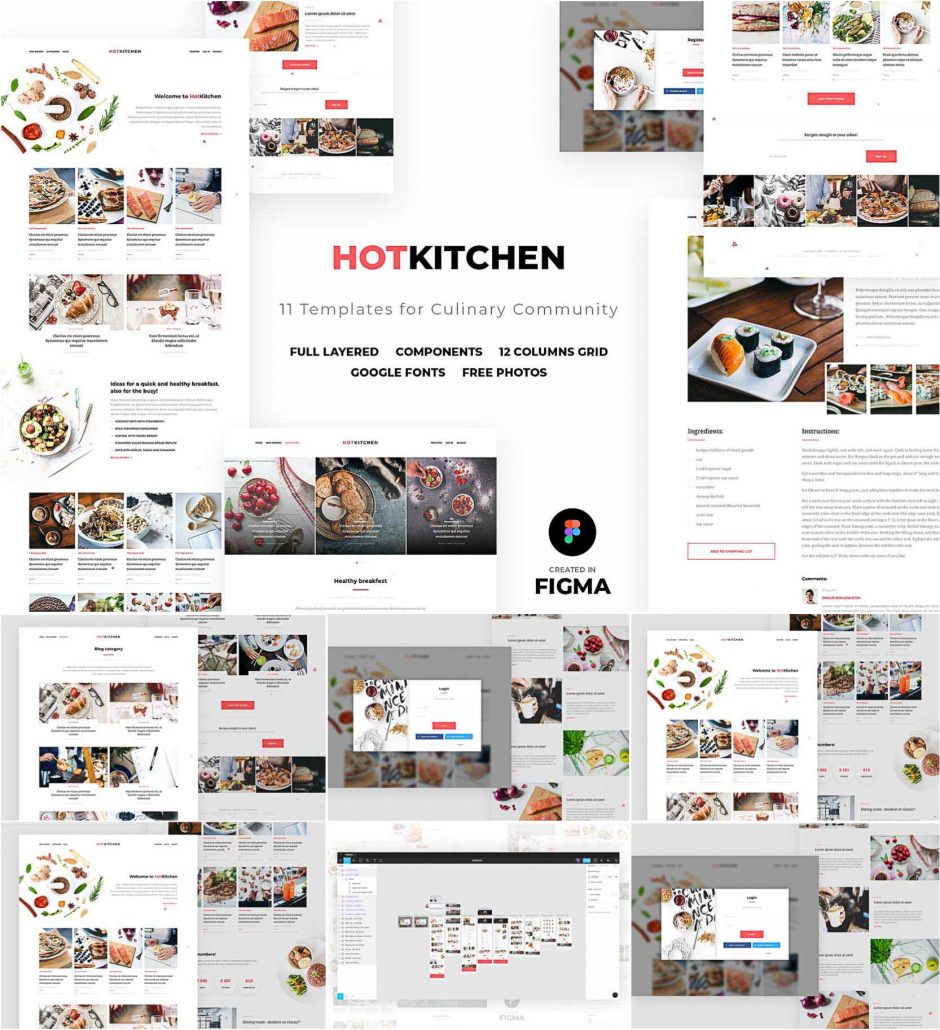 Hot Kitchen UI UX Culinary Template Figma | Free download
