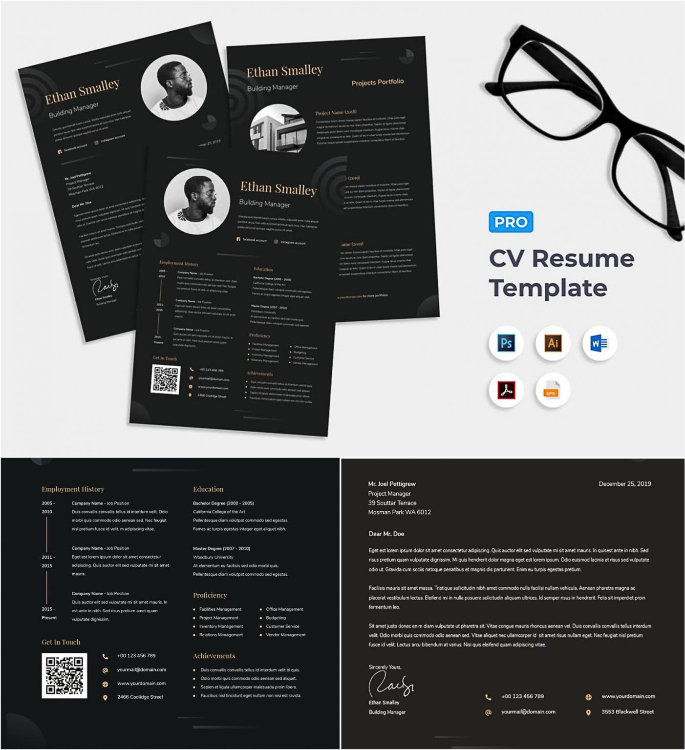 Abstract Shape Business Clean Resume | Free download