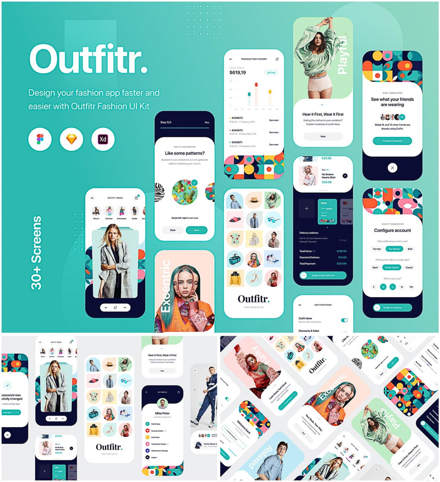 Outfitr Figma Sketch Adobe Xd UI Kit | Free download