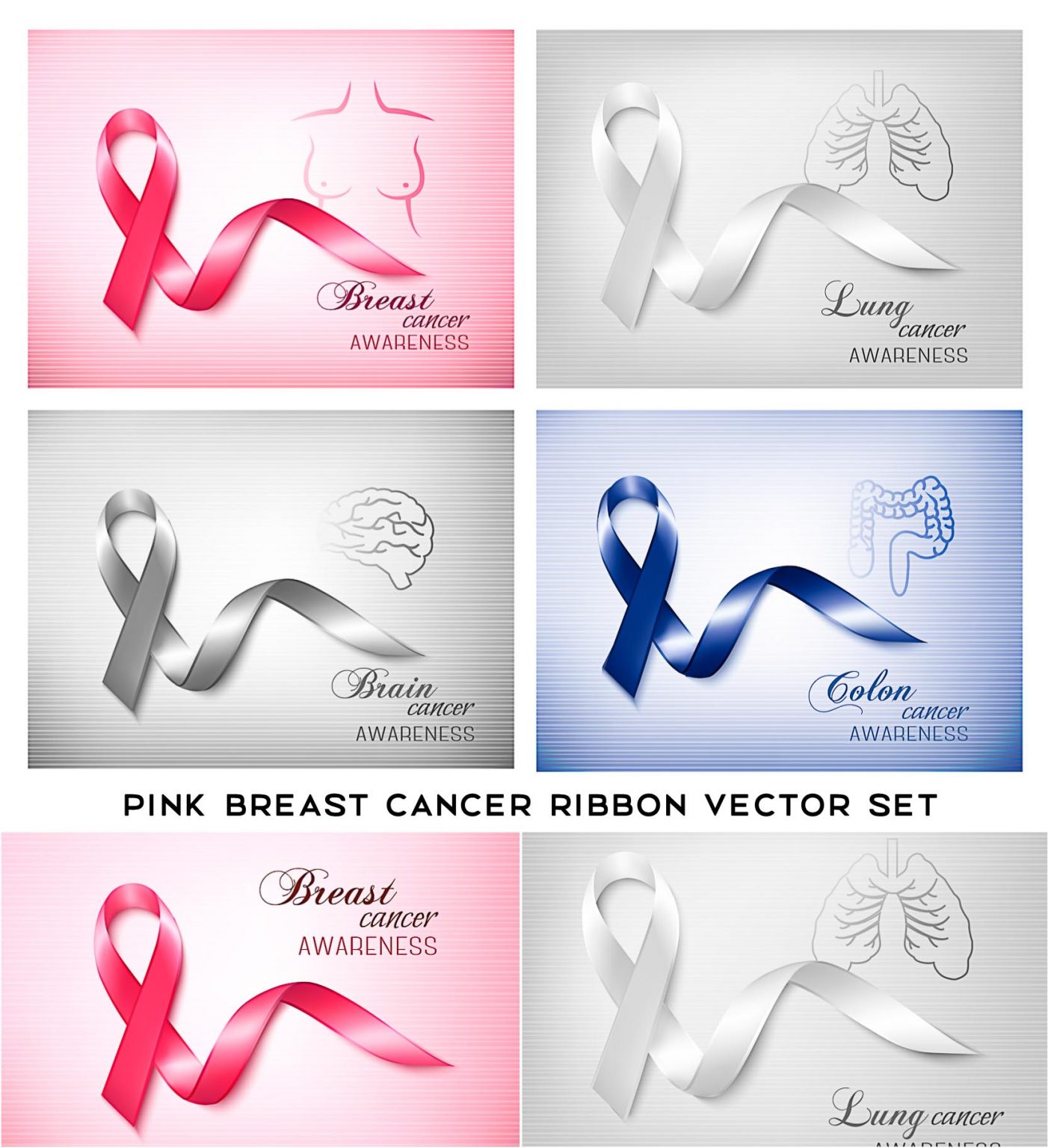Pink Breast Cancer Ribbon Vector Set | Free download