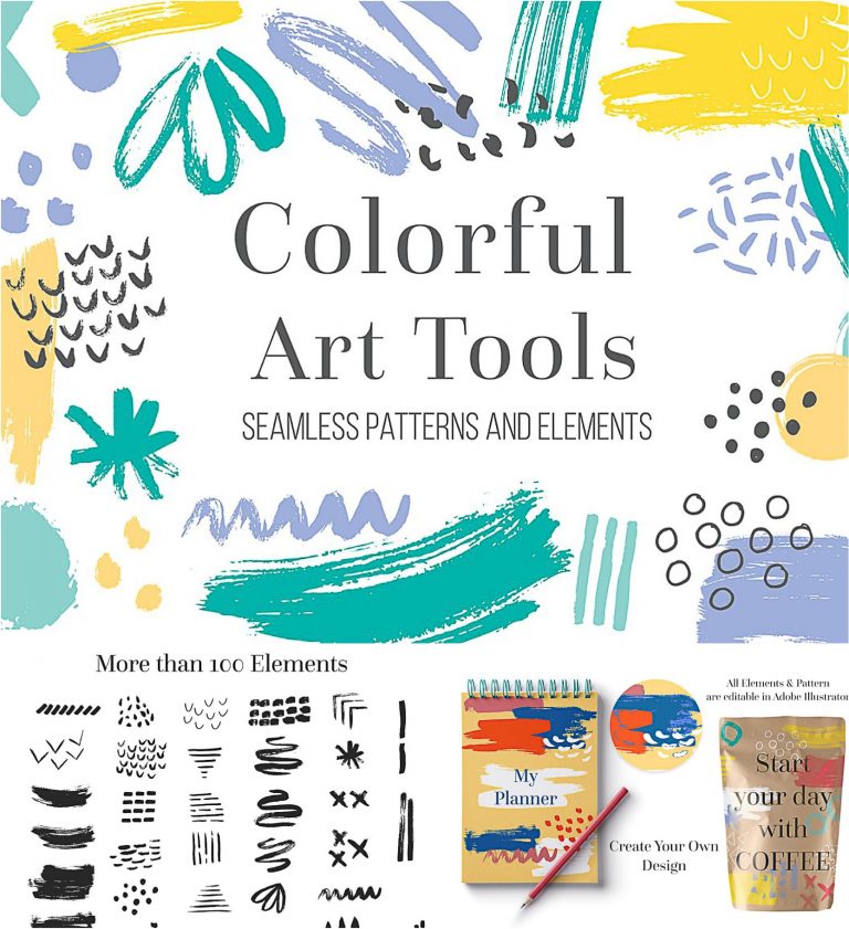 Colorful Art Tools Patterns Shapes | Free download