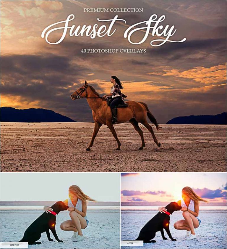 Sunset Sky Photoshop Overlays | Free download