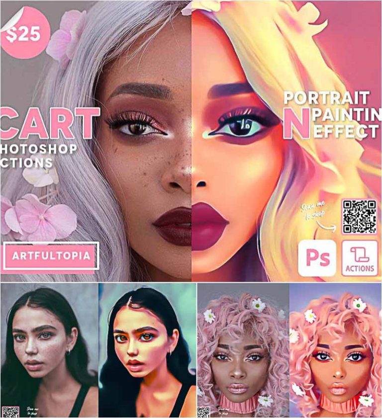 Cartoon Portrait Painting Effect PS Actions | Free download