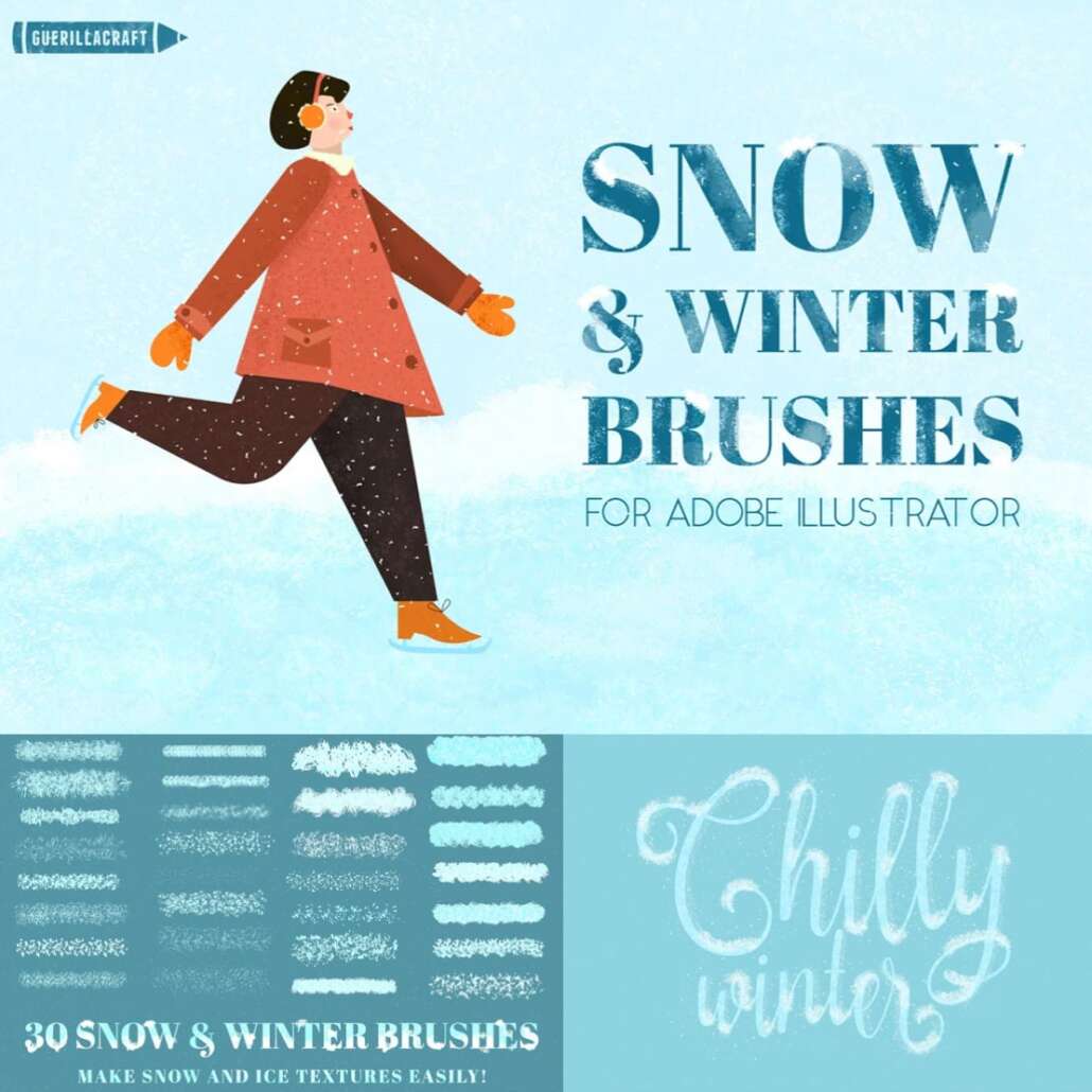 Snow and Winter Brushes for Illustrator | Free download