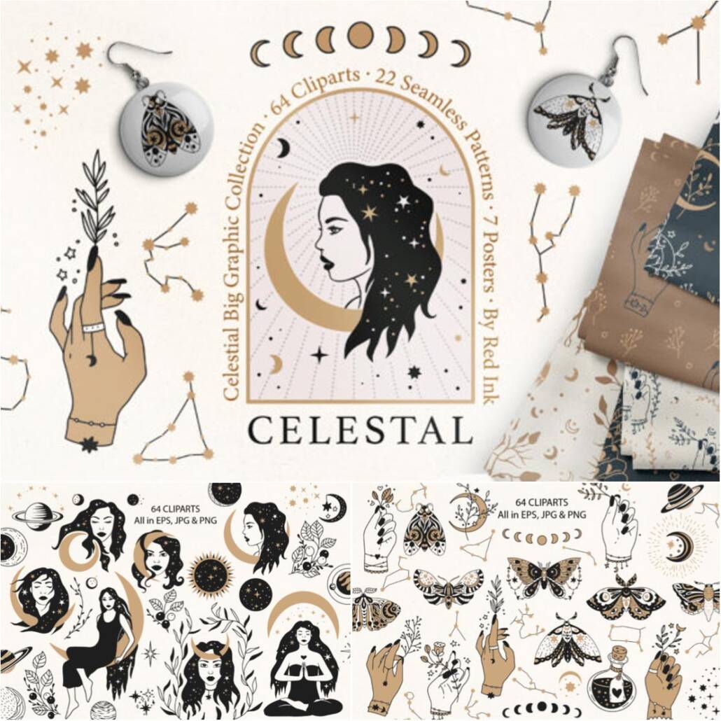 Celestial Clipart Pattern Magic Pack | Free download