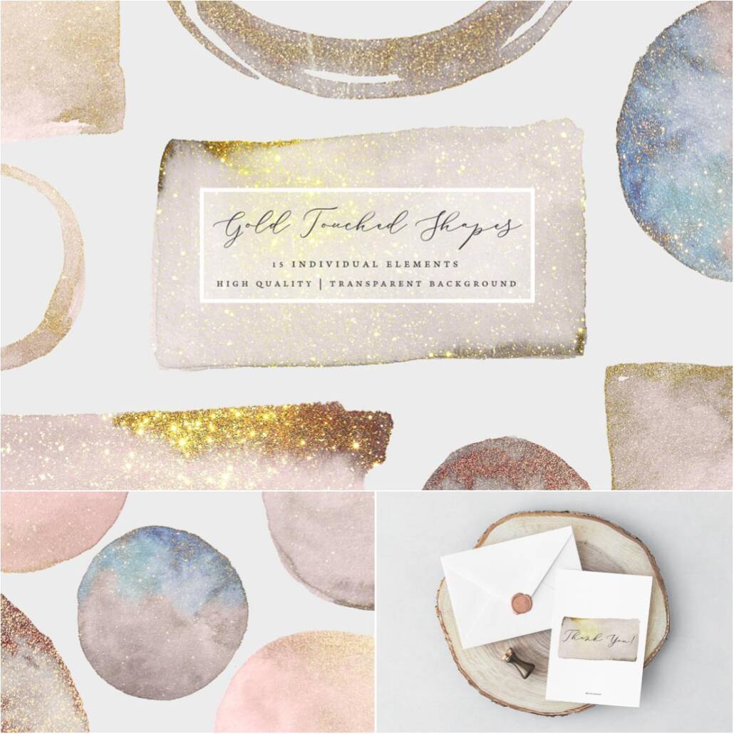 Gold Glitter Watercolor Shape | Free download