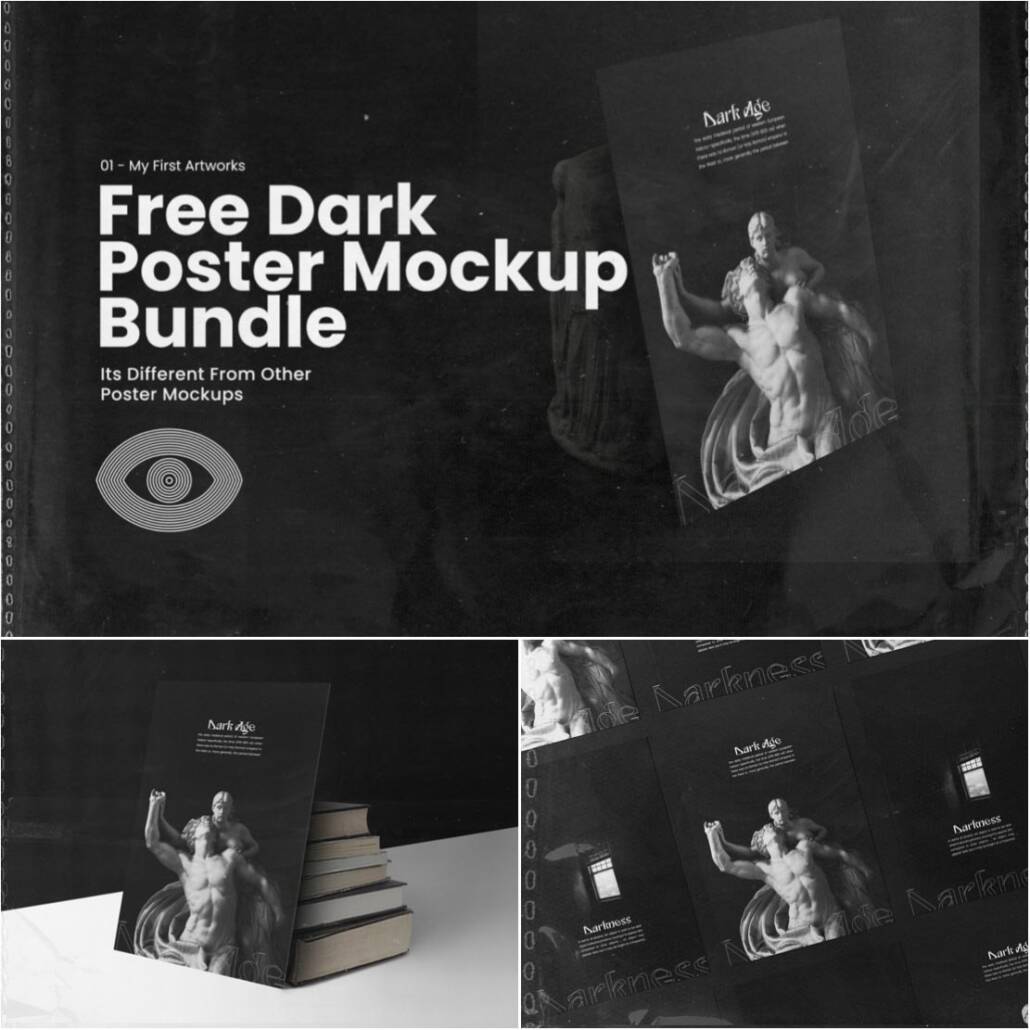 Dark Poster Mockup Set | Free download