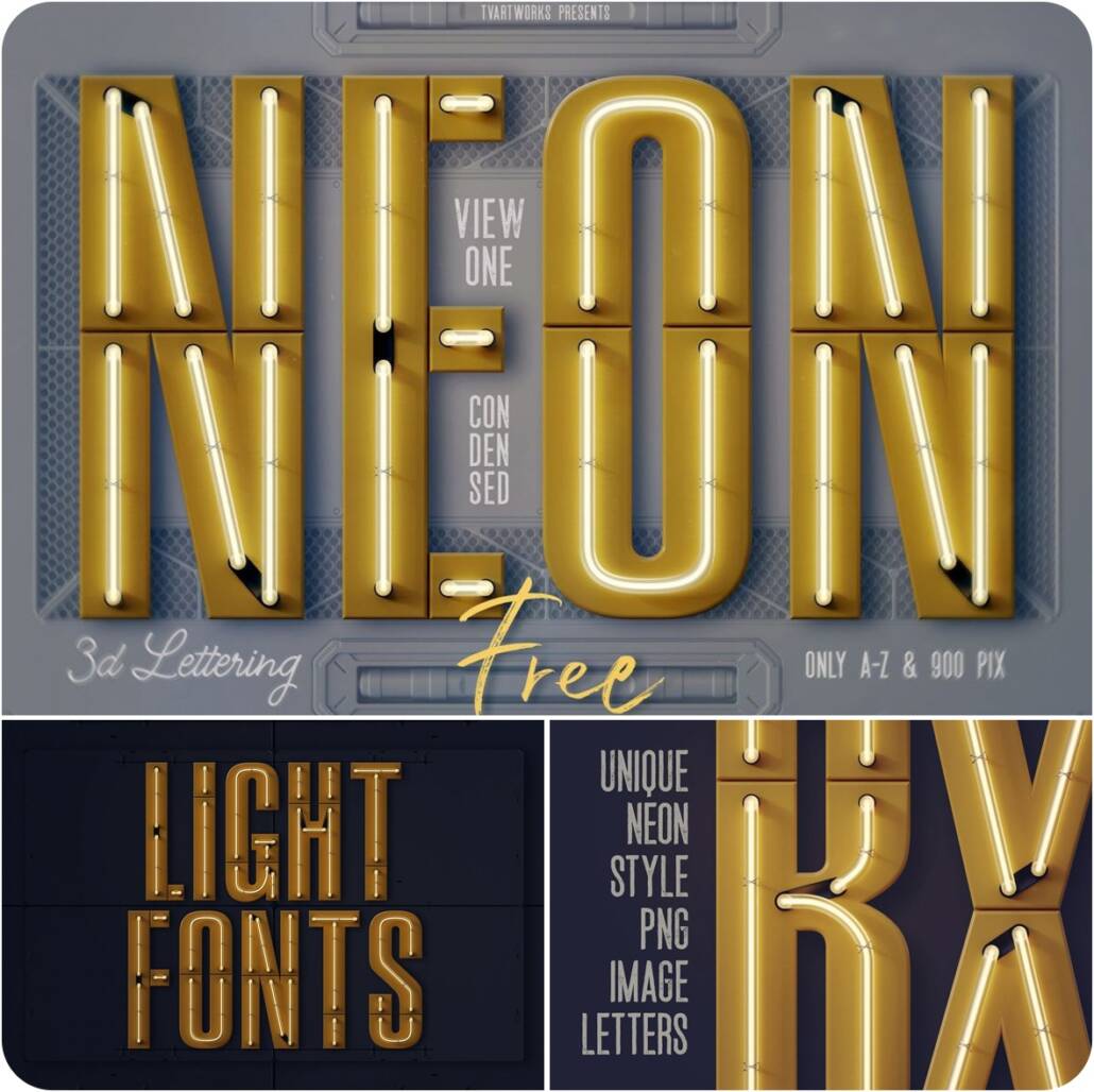 Condensed Neon 3D Lettering | Free download