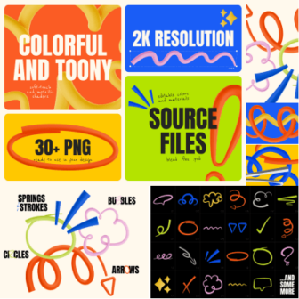 Colorful 3D Scribble Elements | Free download